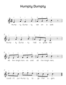 Humpty Dumpty Easy Piano Sheet Music