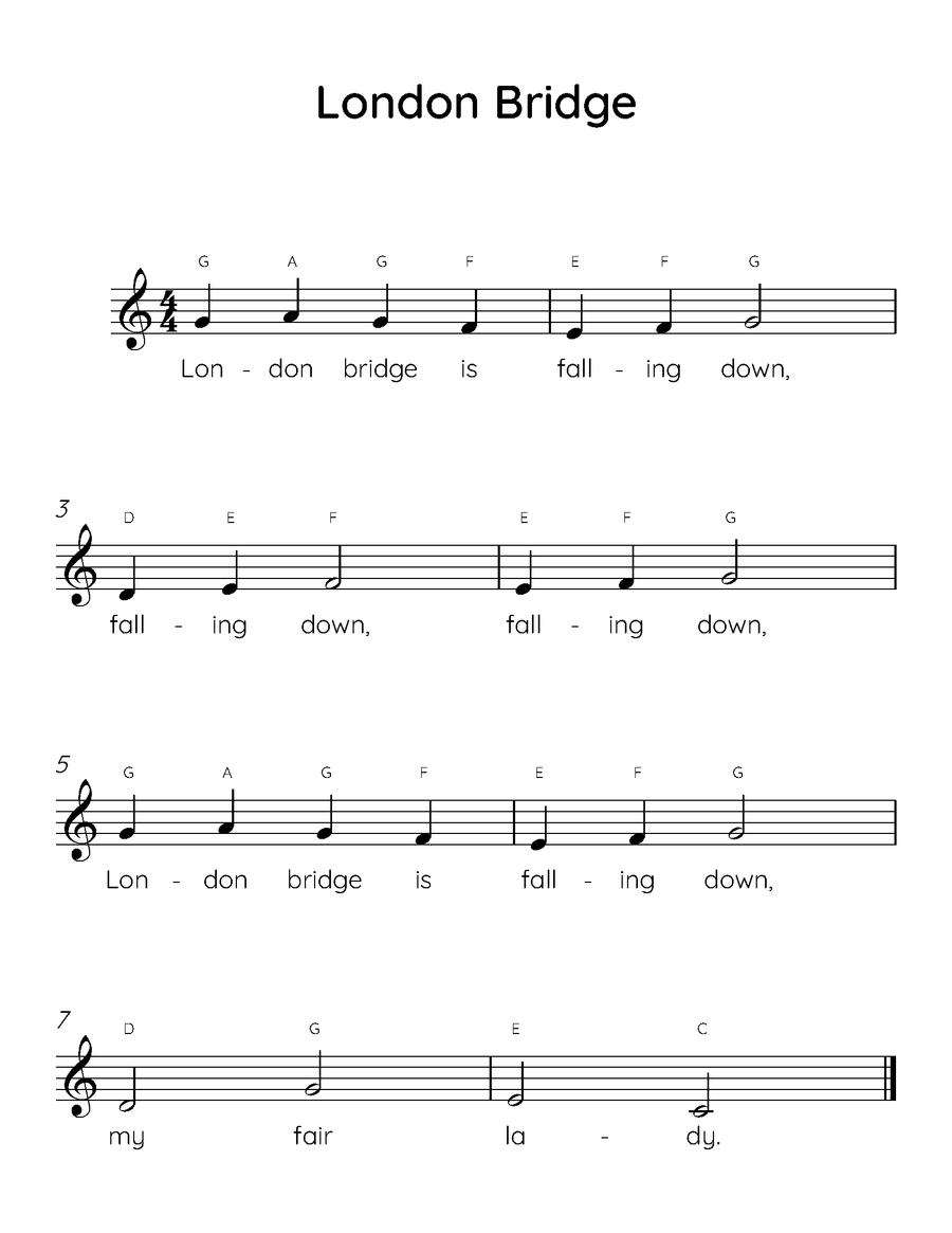 London Bridge Easy Piano Sheet Music