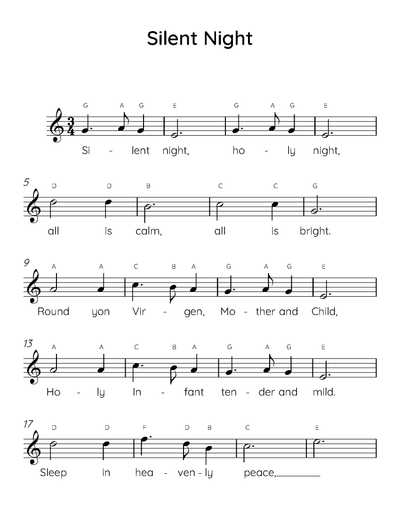 Silent Night Easy Piano Sheet Music