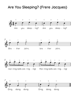 Are You Sleeping (Frere Jacques) Easy Piano Sheet Music