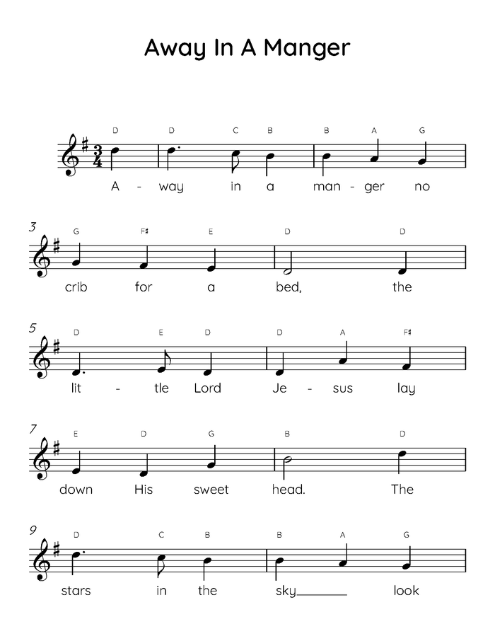 Away In A Manger Easy Piano Sheet Music