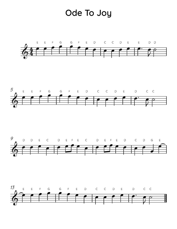 Ode To Joy Easy Piano Sheet Music
