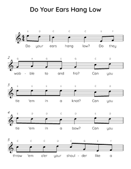 Do Your Ears Hang Low Easy Piano Sheet Music
