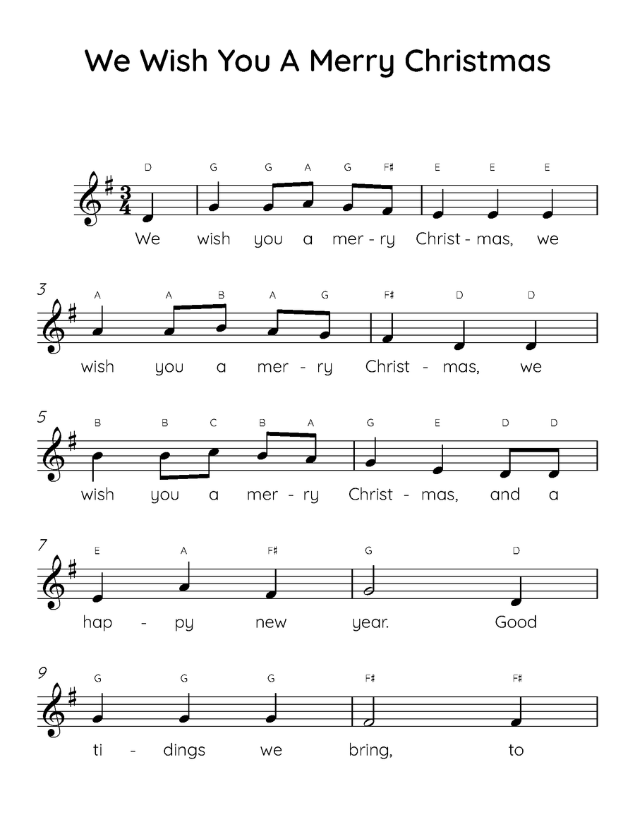 We Wish You A Merry Christmas Easy Piano Sheet Music