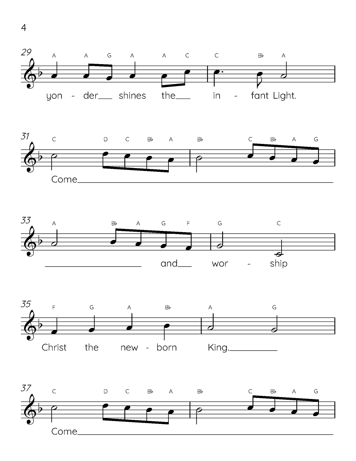 Angels From The Realms Of Glory Easy Piano Sheet Music