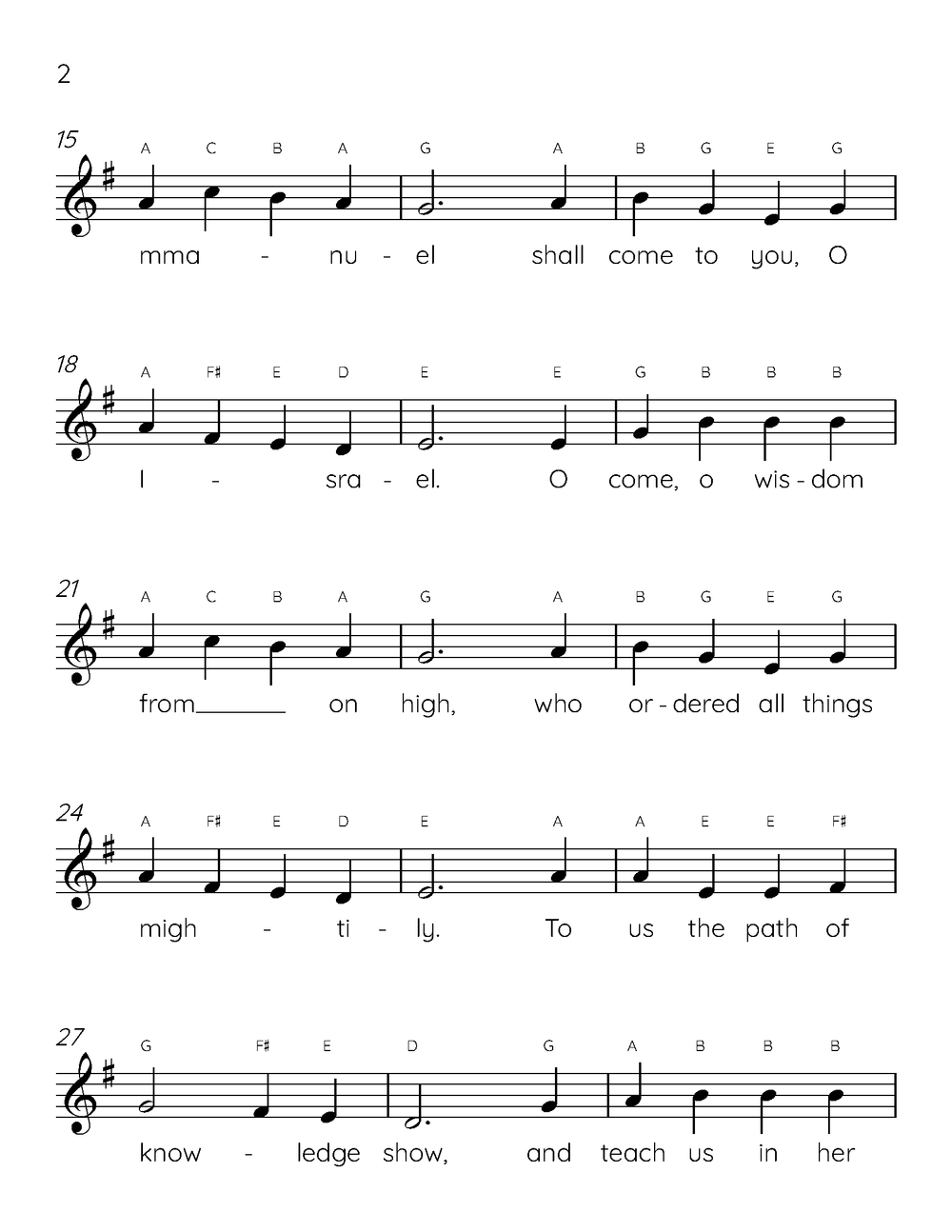 O Come O Come Emmanuel Easy Piano Sheet Music