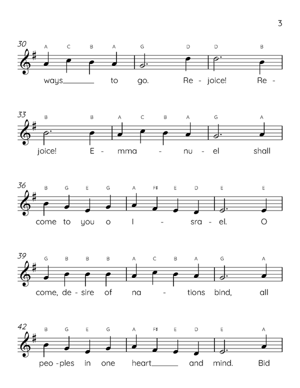 O Come O Come Emmanuel Easy Piano Sheet Music