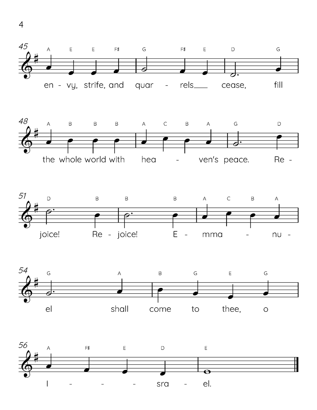 O Come O Come Emmanuel Easy Piano Sheet Music