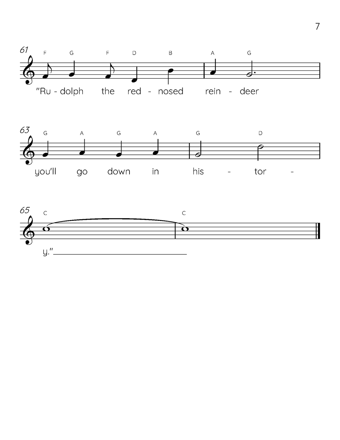 Rudolph The Red Nosed Reindeer Easy Piano Sheet Music