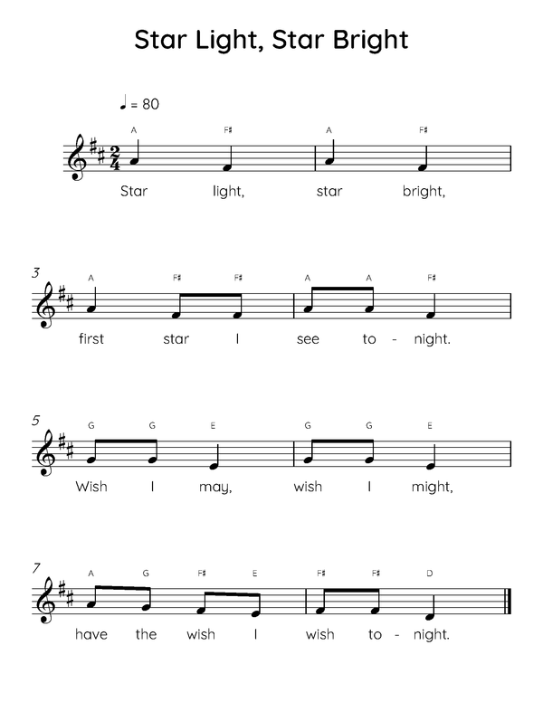 Star Light Star Bright Easy Piano Sheet Music