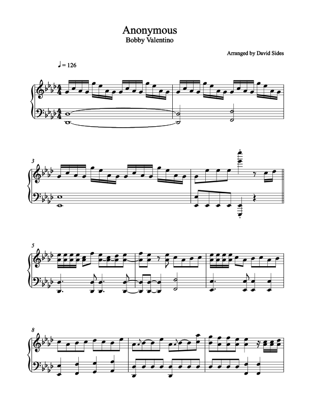 Anonymous Piano Sheet Music