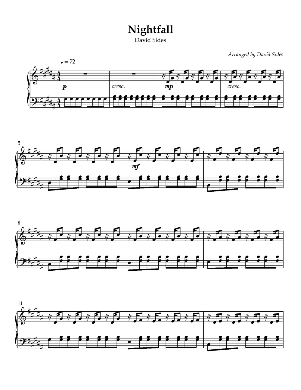 Nightfall Piano Sheet Music