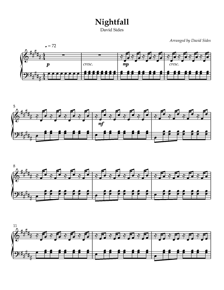 Nightfall Piano Sheet Music
