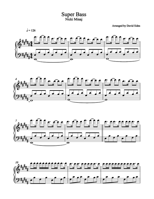 Super Bass Piano Sheet Music