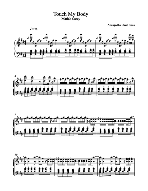 Touch My Body Piano Sheet Music